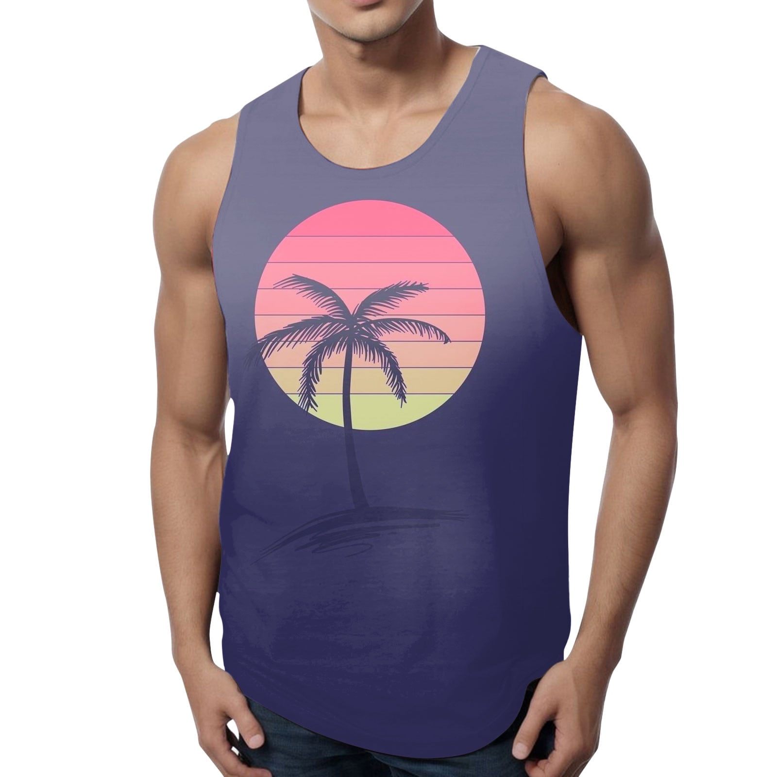 Caqnni Mens Workout Tank Tops, Men's Casual Vintage Slim Fit Short/Long ...