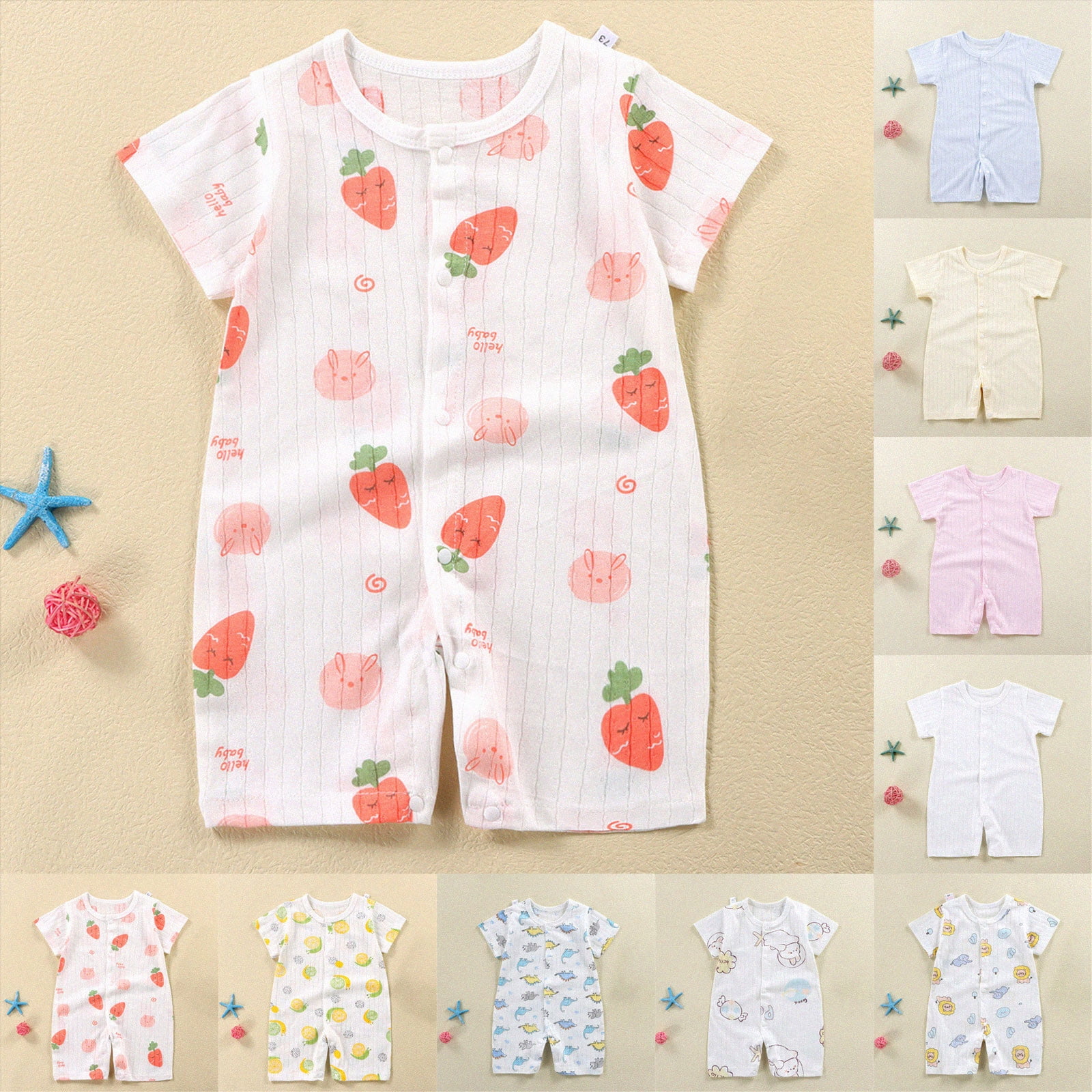 Caqnni Newborn 18-24 Months One-Piece Jumpsuit Baby Cotton Jacquard ...