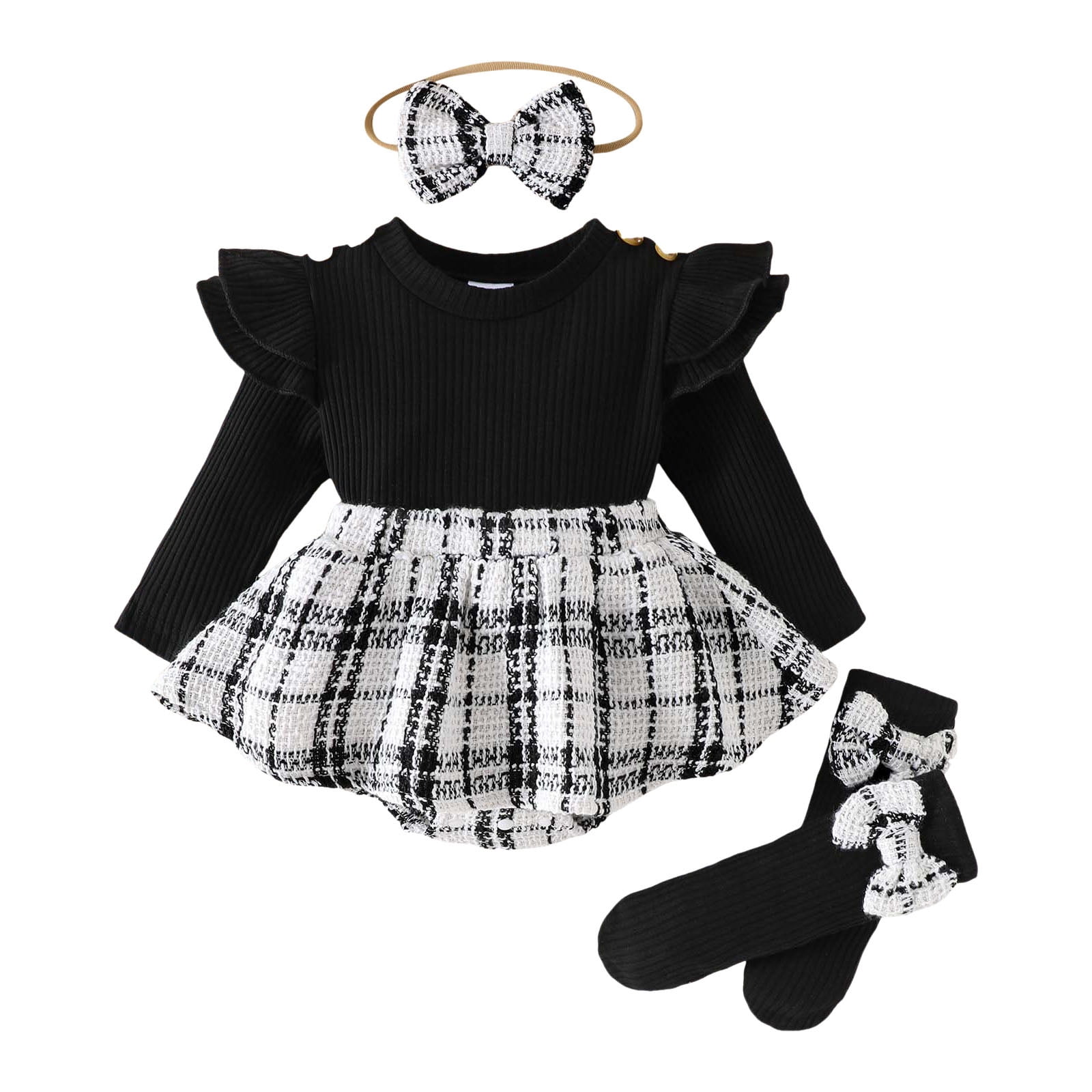 Caqnni Baby Girl Western Outfits Cute Long Sleeve Romper Cow Flared ...