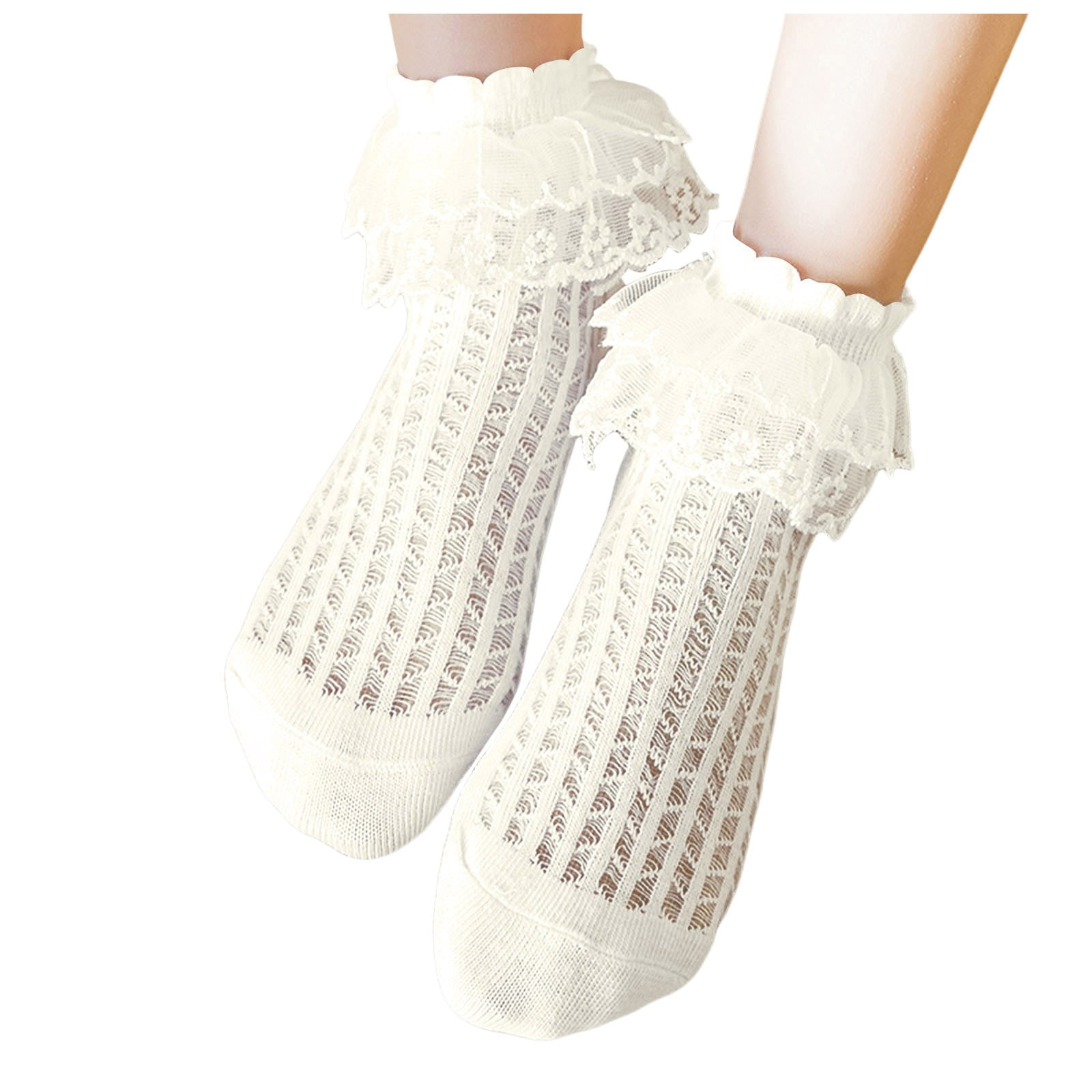 Caqnni Solid Sock Stockings Mid-Calf Baby Kids Girls Princess Length ...