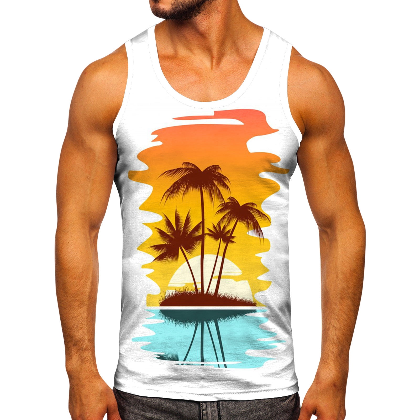 Caqnni Tank Tops for Men Big and Tall, Tank Tops Men Cotton Workout Gym ...