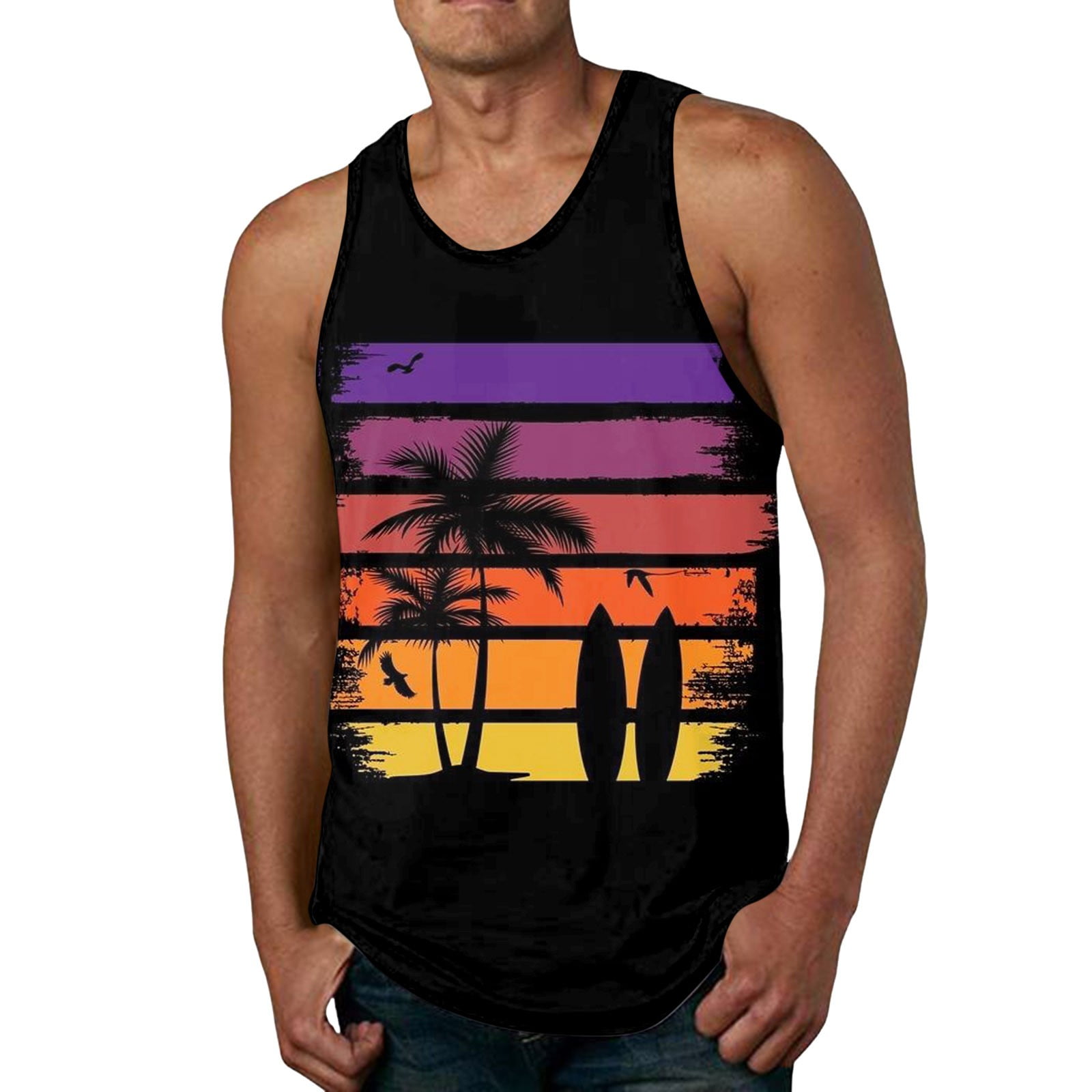 Caqnni Tank Tops for Men Big and Tall, Men Workout Tank Top Gym ...