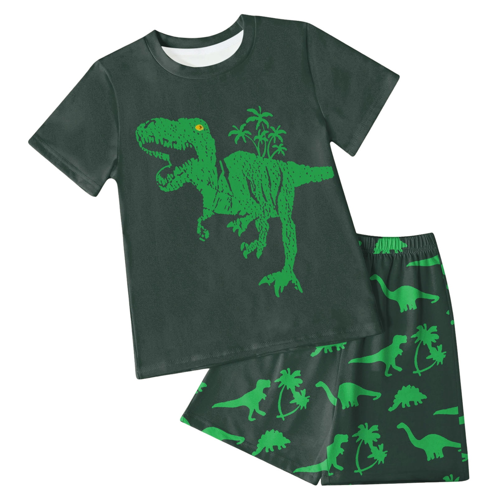 Caqnni Toddler Baby Boy Girls Summer Cute Dinosaur Tank Tops+Elastic ...