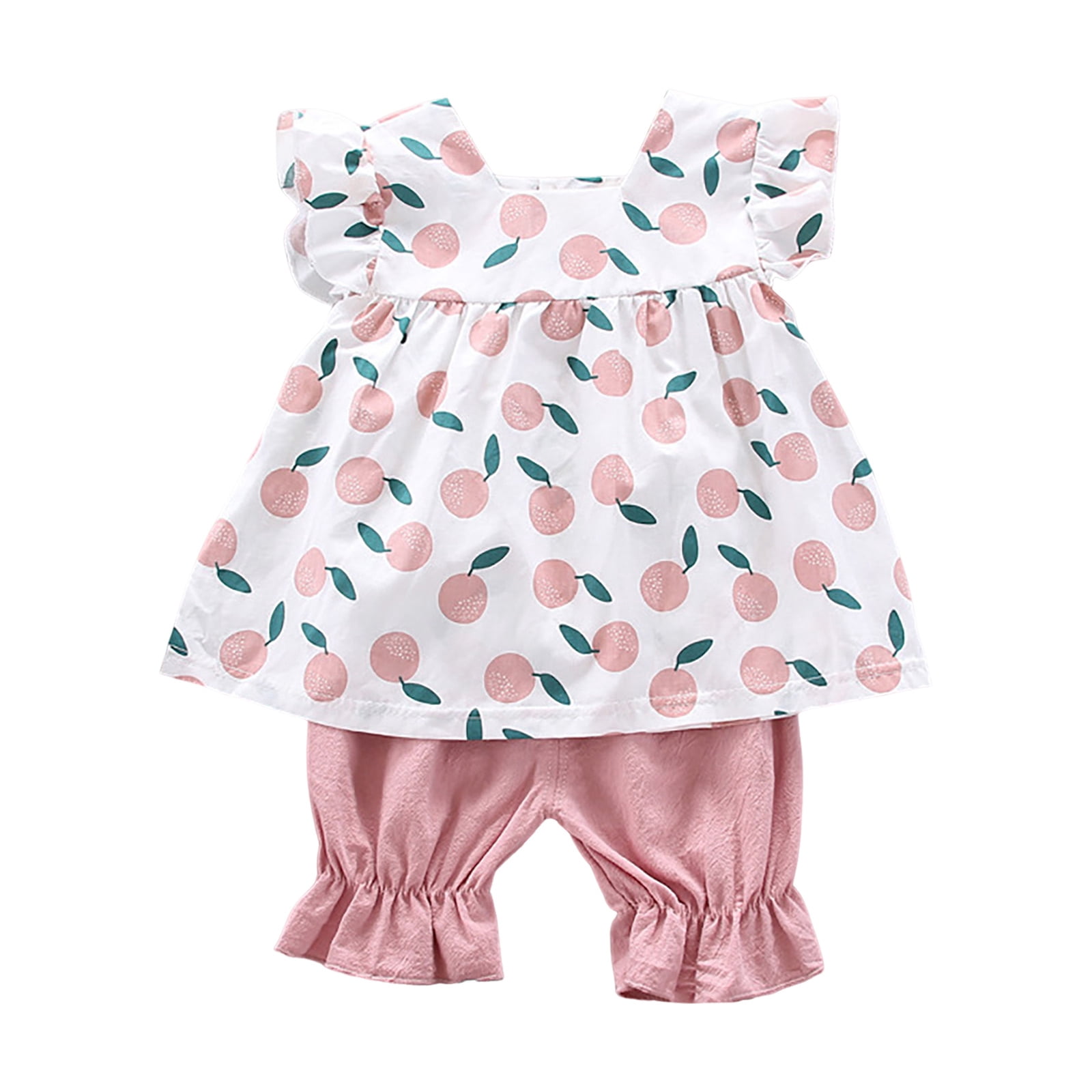 Caqnni Toddler Baby Girl Summer Clothes Cute Cotton Linen Outfits Bow ...