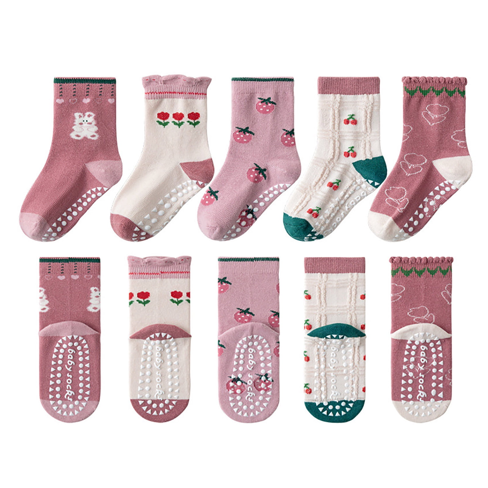 Caqnni Toddler Baby Non Slip Ankle Socks with Grippers Kids Boys Girls ...