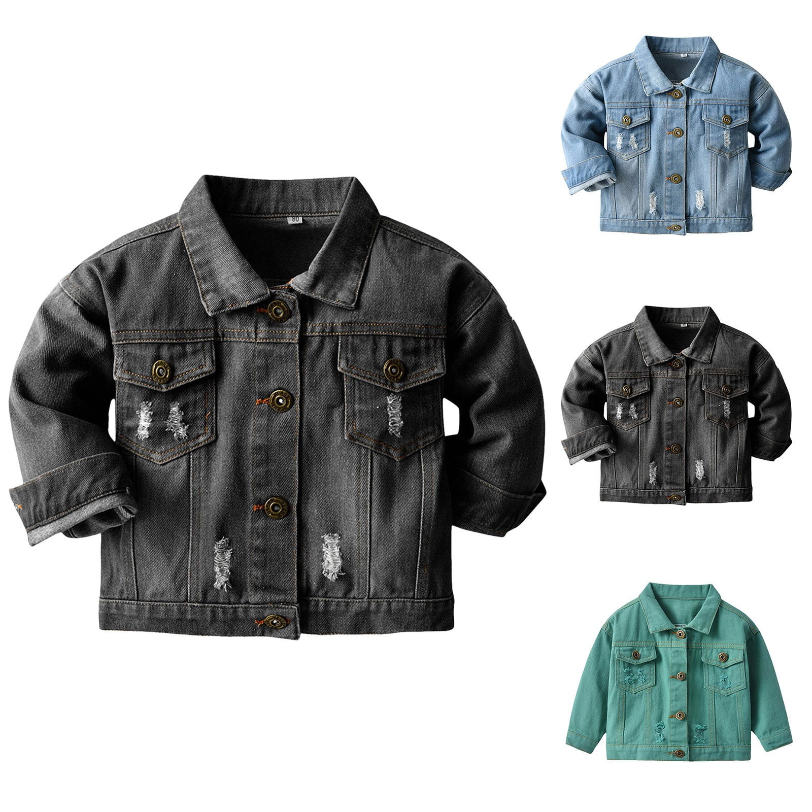 Caqnni Toddler Boys Girls Casual Denim Jackets Coats Kids Button Down ...
