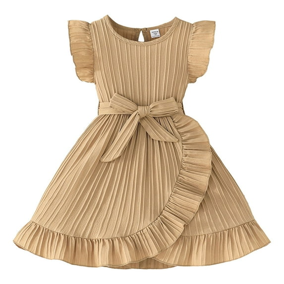 Caqnni Toddler Girl Dress Print Ruffle Bottom Casual Dress Summer ...