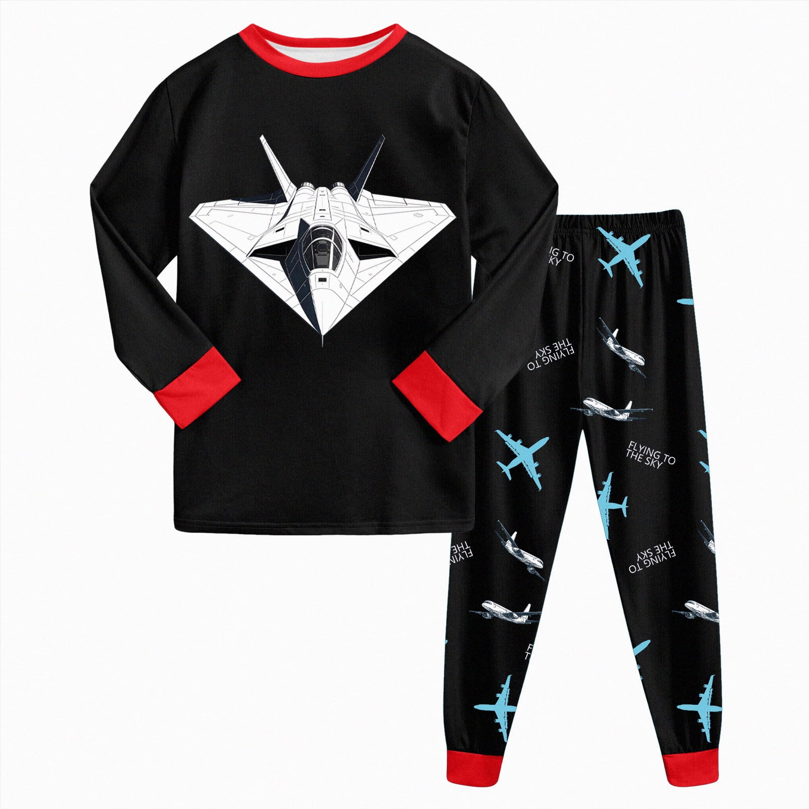 Caqnni Toddler Graphic Print Set Boys Girls 2PCs Long Sleeve Outfit ...