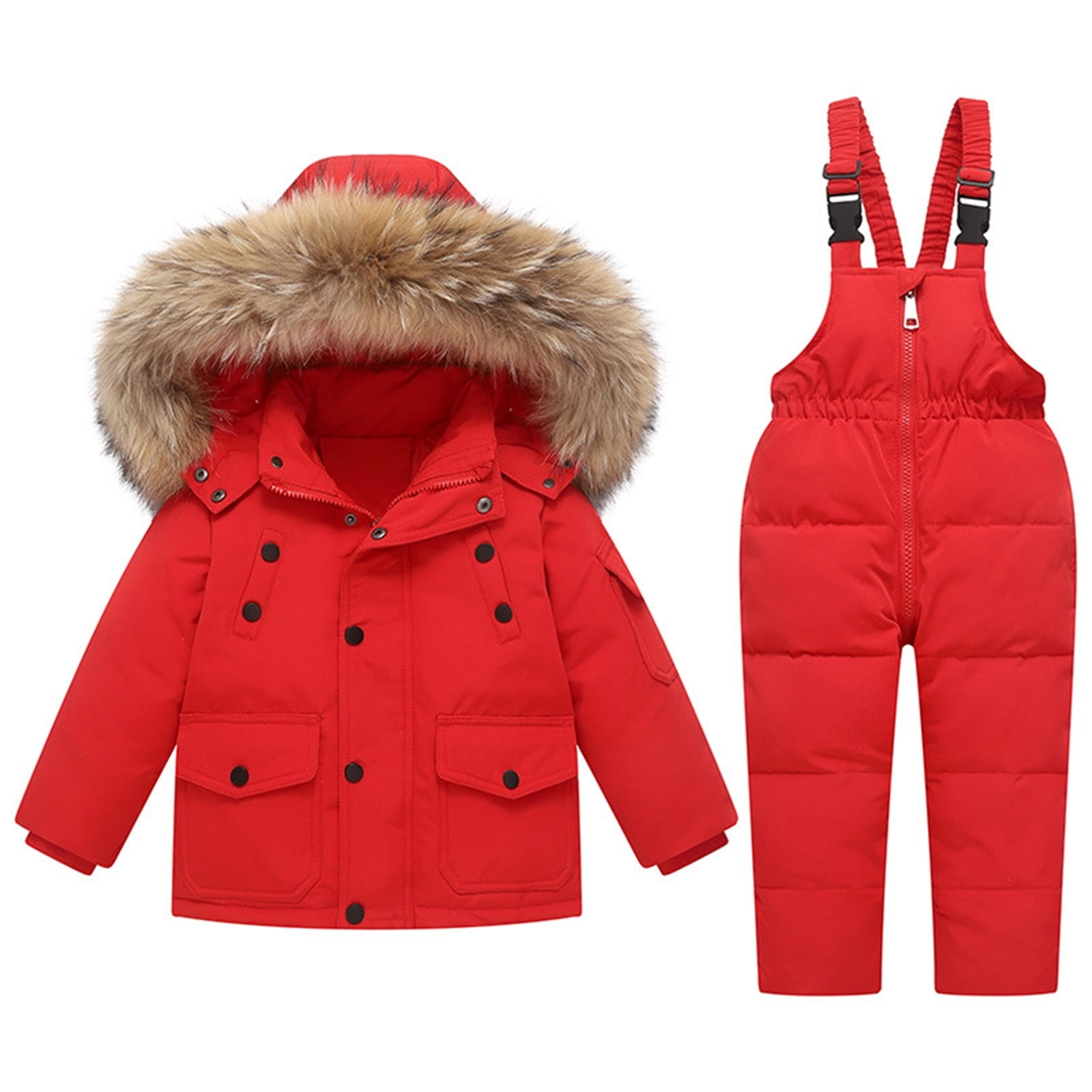 Caqnni Toddler Kids Baby Boys Girls Snowsuit Winter Clothes Jumpsuit - Hooded Jacket Coat Set ...