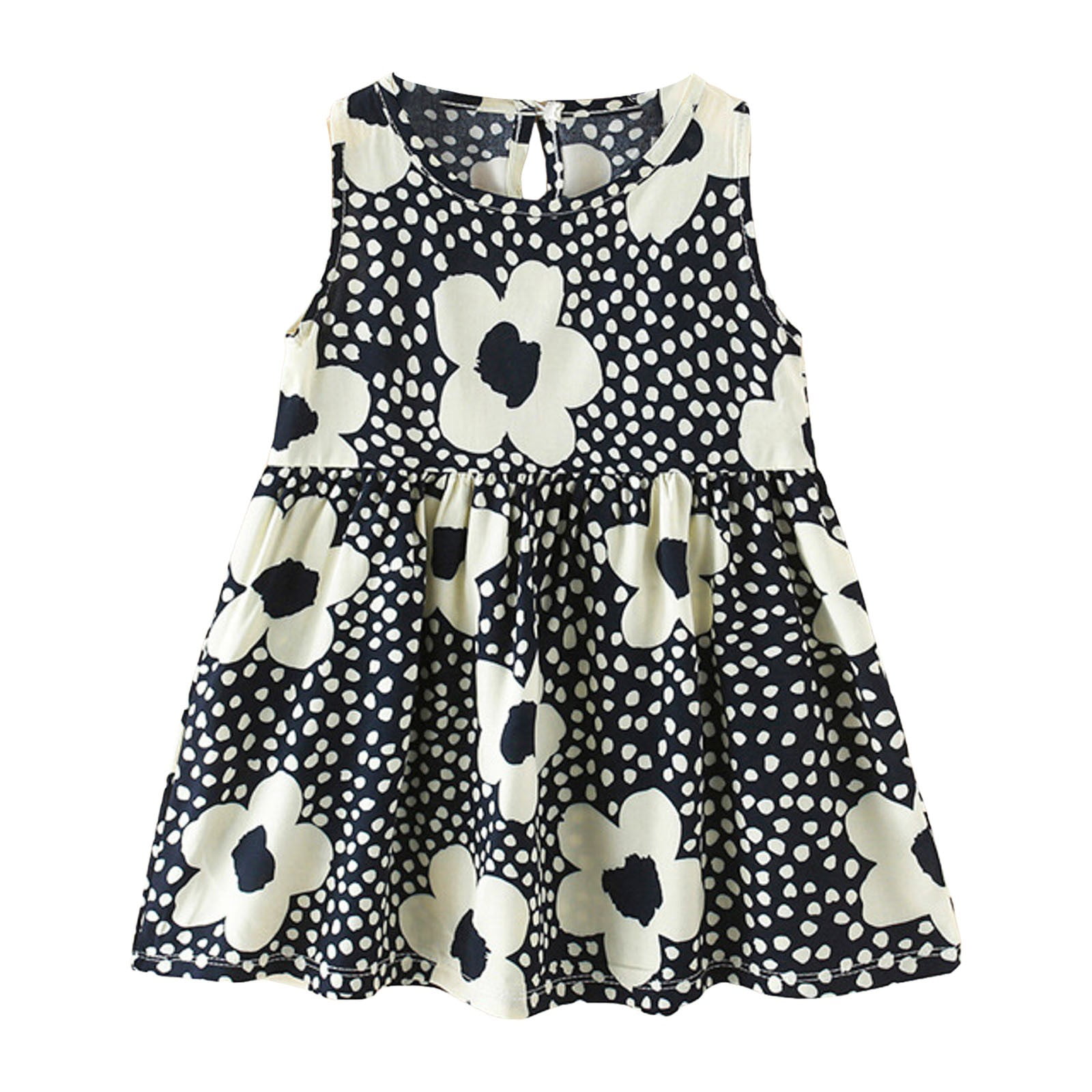 Caqnni Toddler Little Girls Floral Print Sleeveless Dress Set Summer ...
