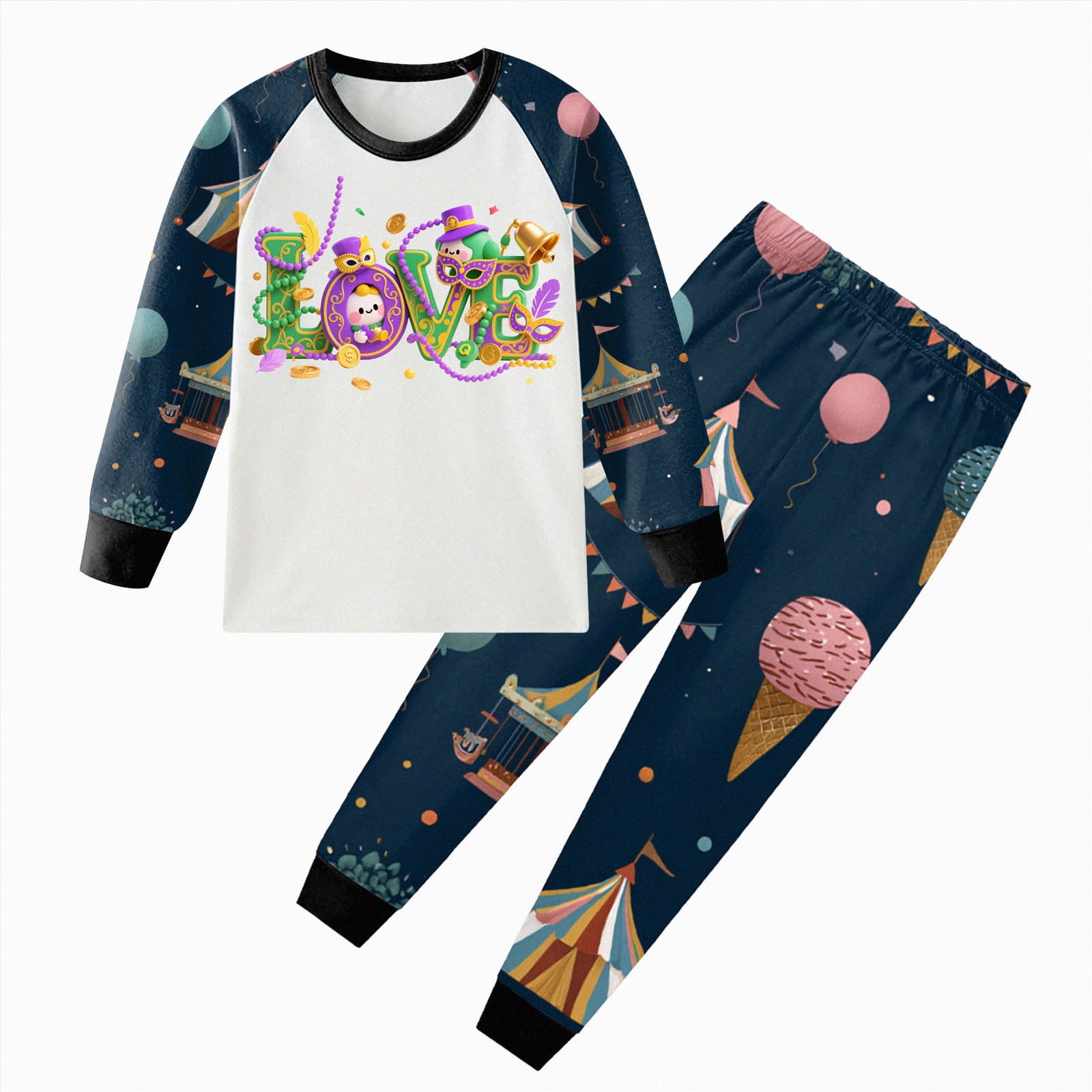 Caqnni Toddler Playful Print Lounge Set 2 Piece Soft Long Sleeve Outfit ...