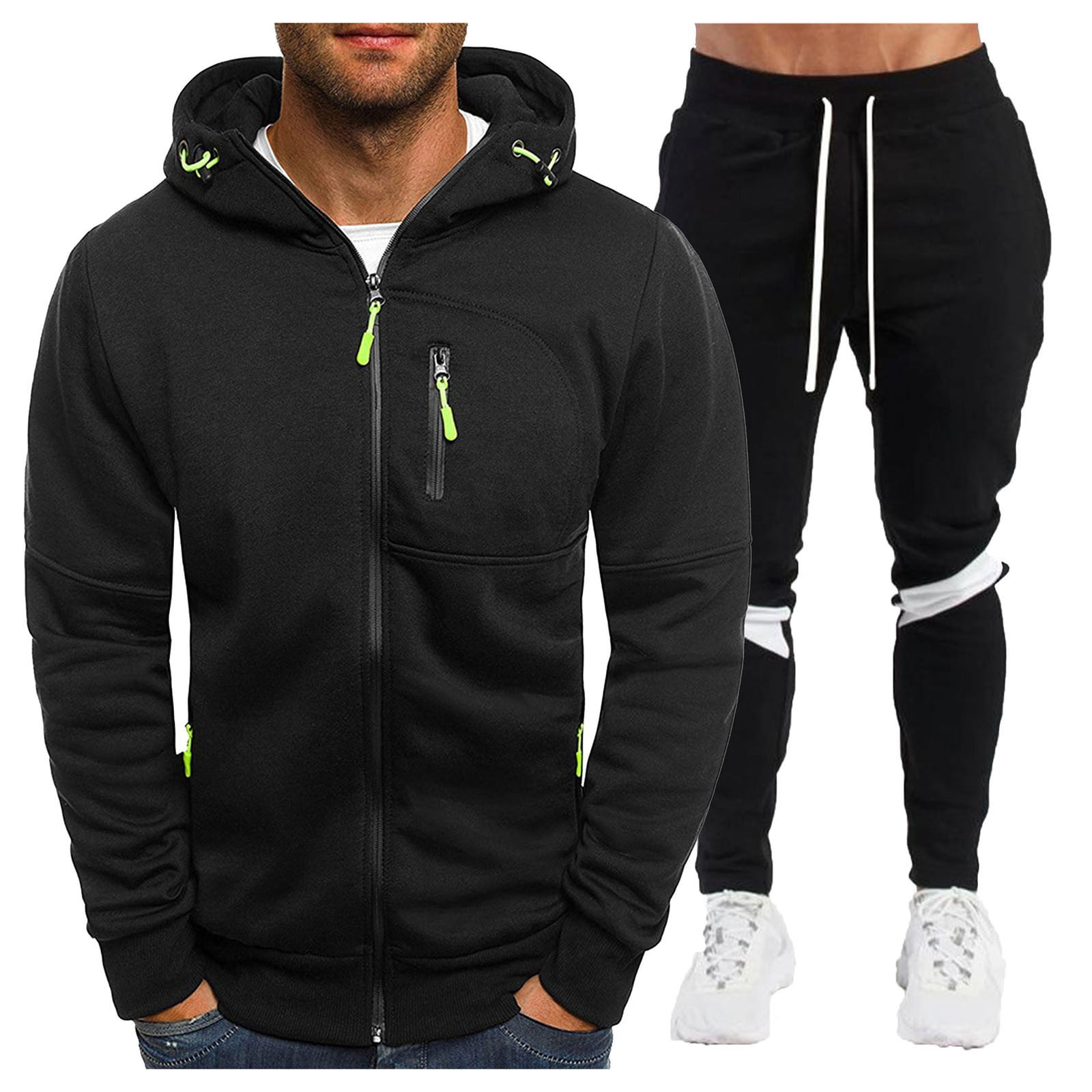 Caqnni Tracksuit Mens, Casual Long Sleeve Running Sweatsuit Sets ...
