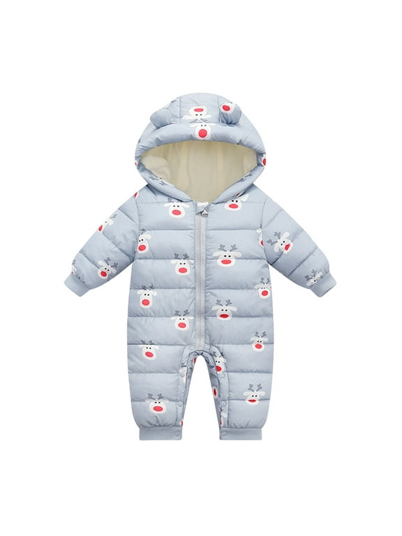 Lovebay Newborn Baby Girl Boy Hooded Bear Snowsuit Down Jumpsuit Puffer Romper Coat - Walmart.com