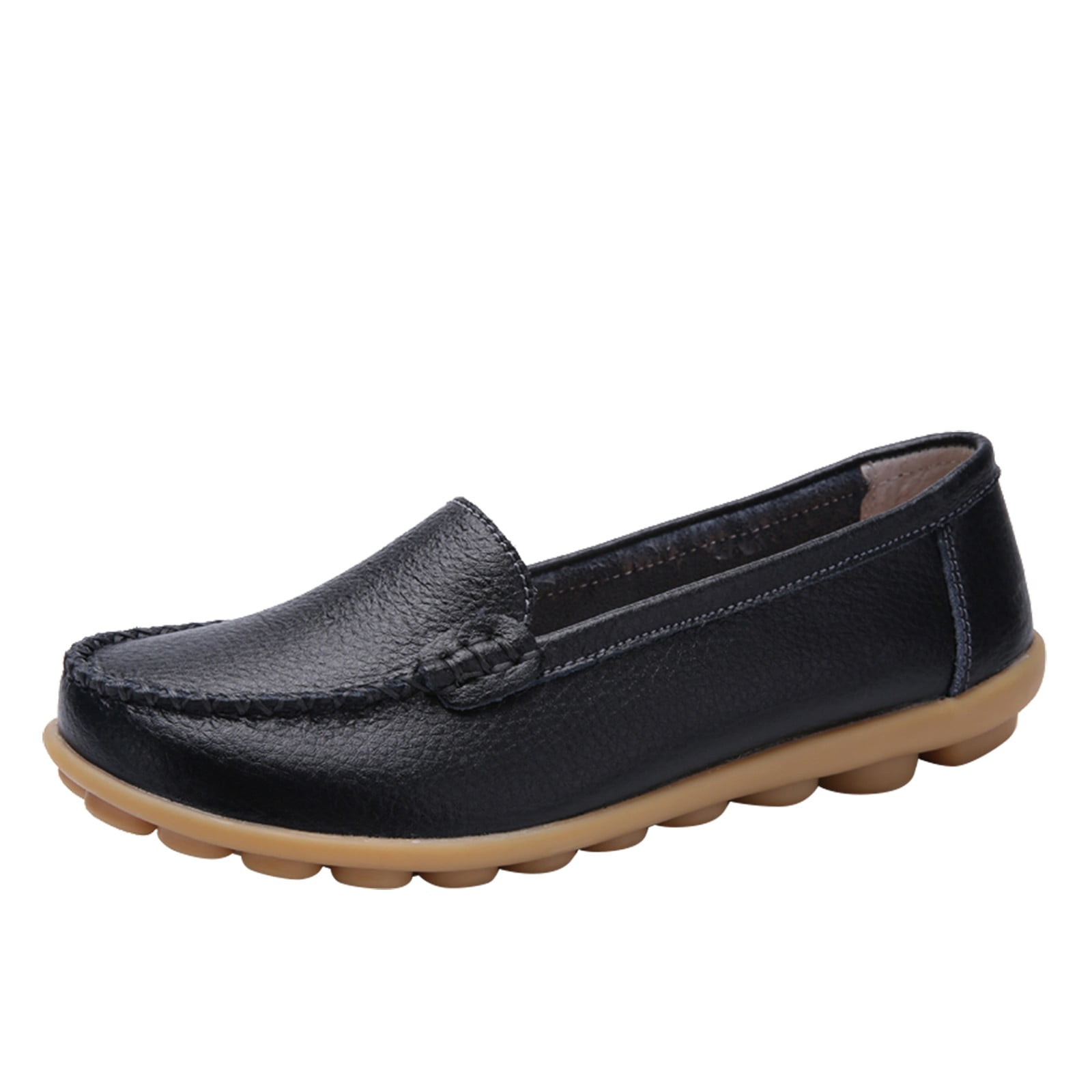 Caqnni Women's Loafers Slip On Lug Sole Penny Loafer Comfort Casual ...