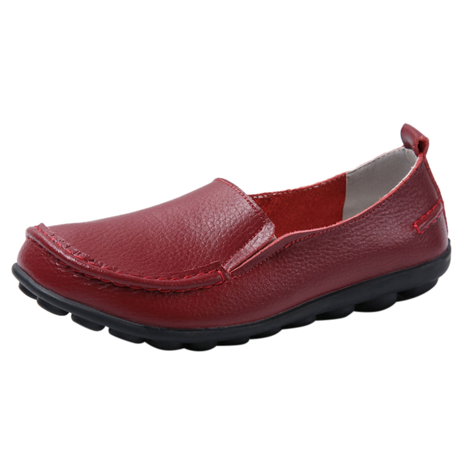 Caqnni Women's Leather Loafe Casual Ballet Loafers Shoes Slip on Shoes ...