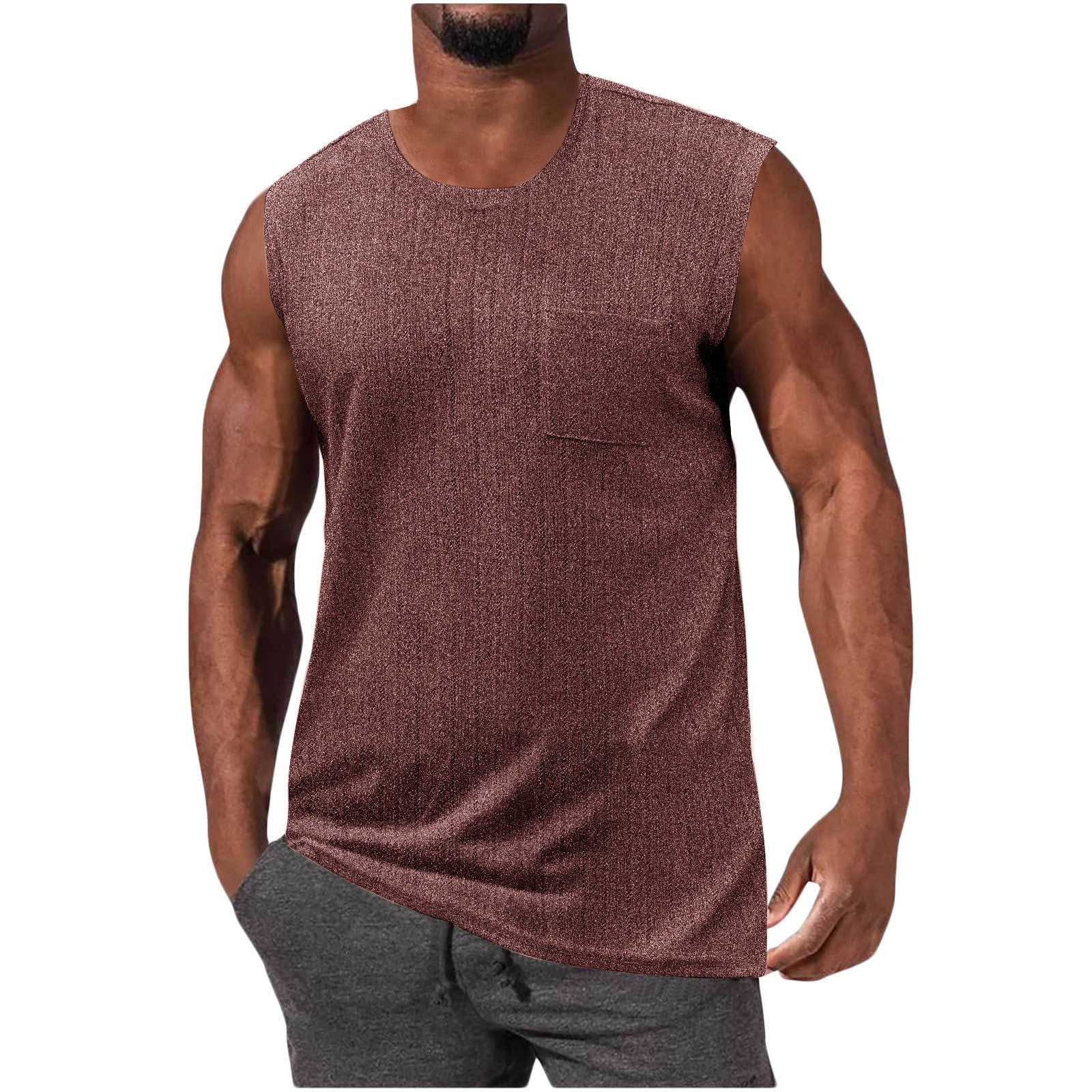 Caqnni Workout Tank Tops Men Mens Sleeveless Y Back Muscle Half Crop