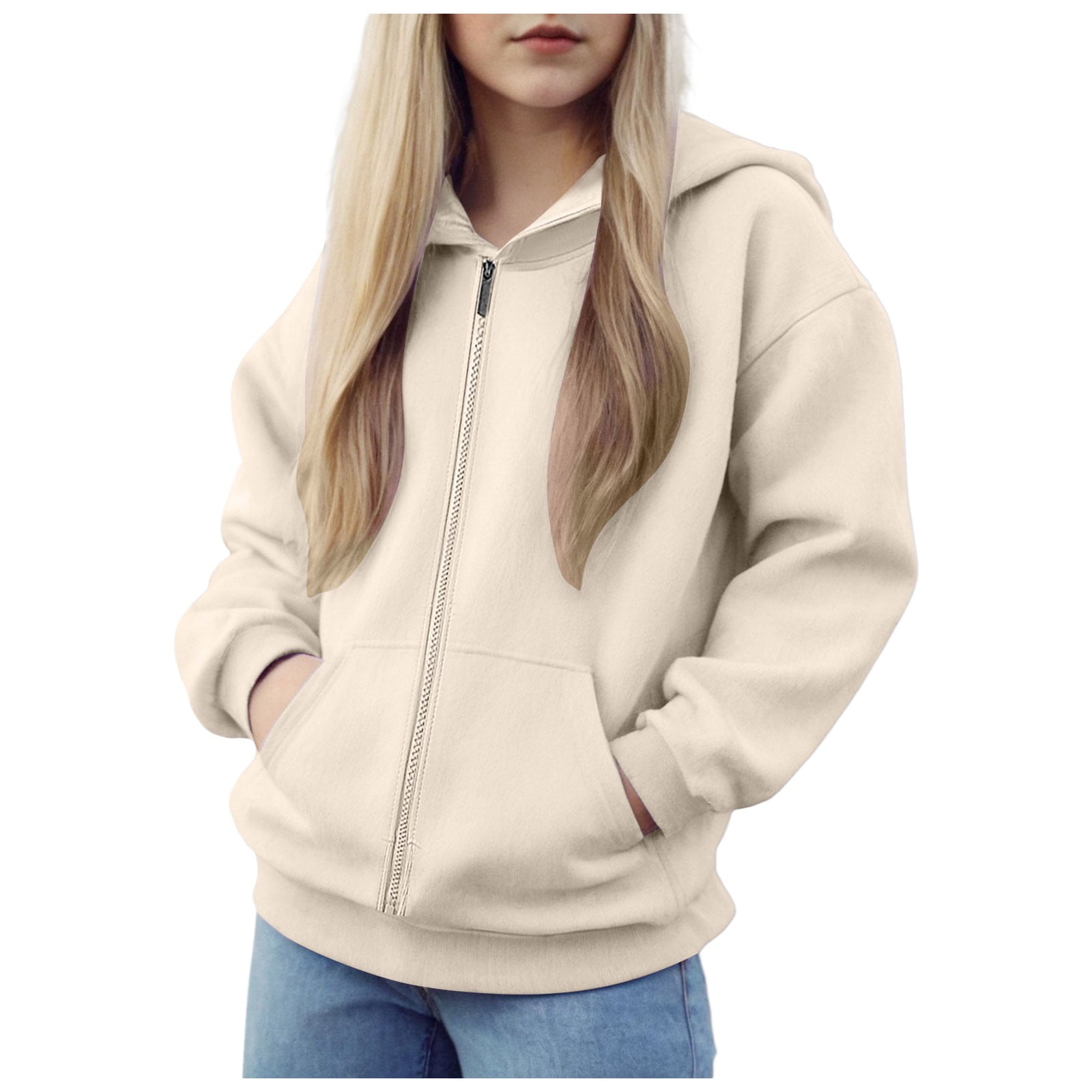 Caqnni Zip up Hoodie Kids Polar Fleece Jacket Hooded Sweatshirts for ...