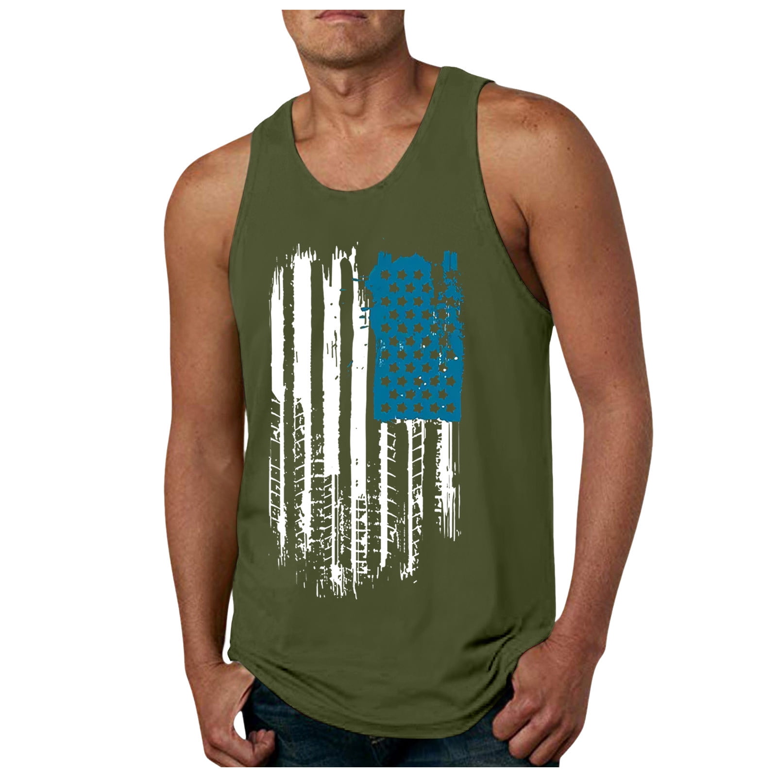 Caqnni s Patriotic Tank Top Shirts Sleeveless for Men - USA Short ...
