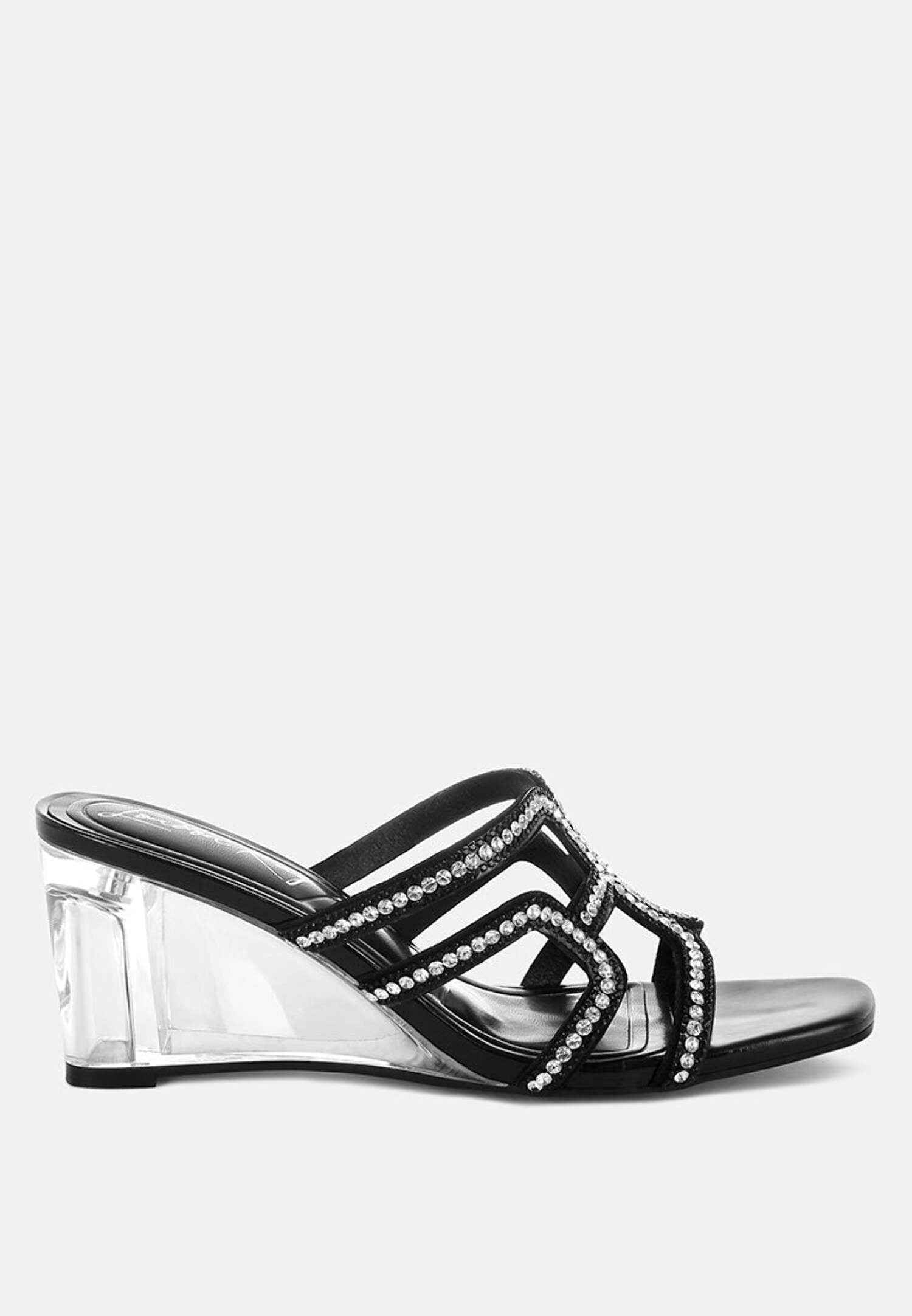 Caqueta Metallic Rhinestone Clear Wedge Sandals - Walmart.com
