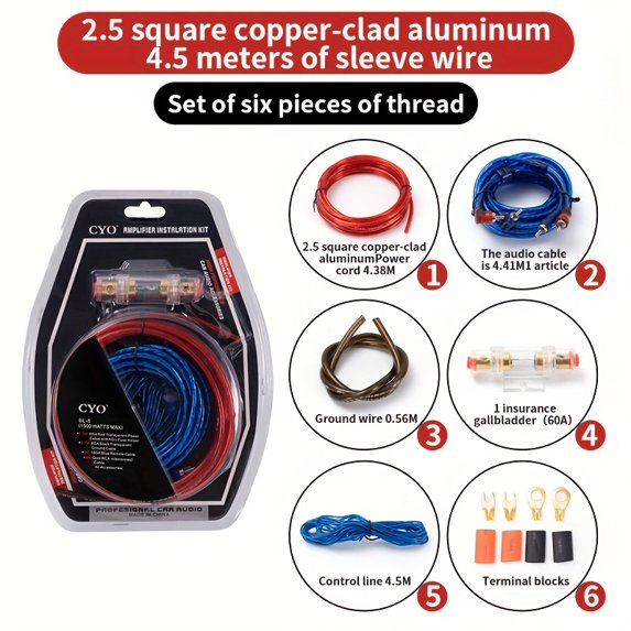 Car 10GA Subwoofer Sleeve Wire, Car Power Amplifier Sleeve Wire Wiring ...