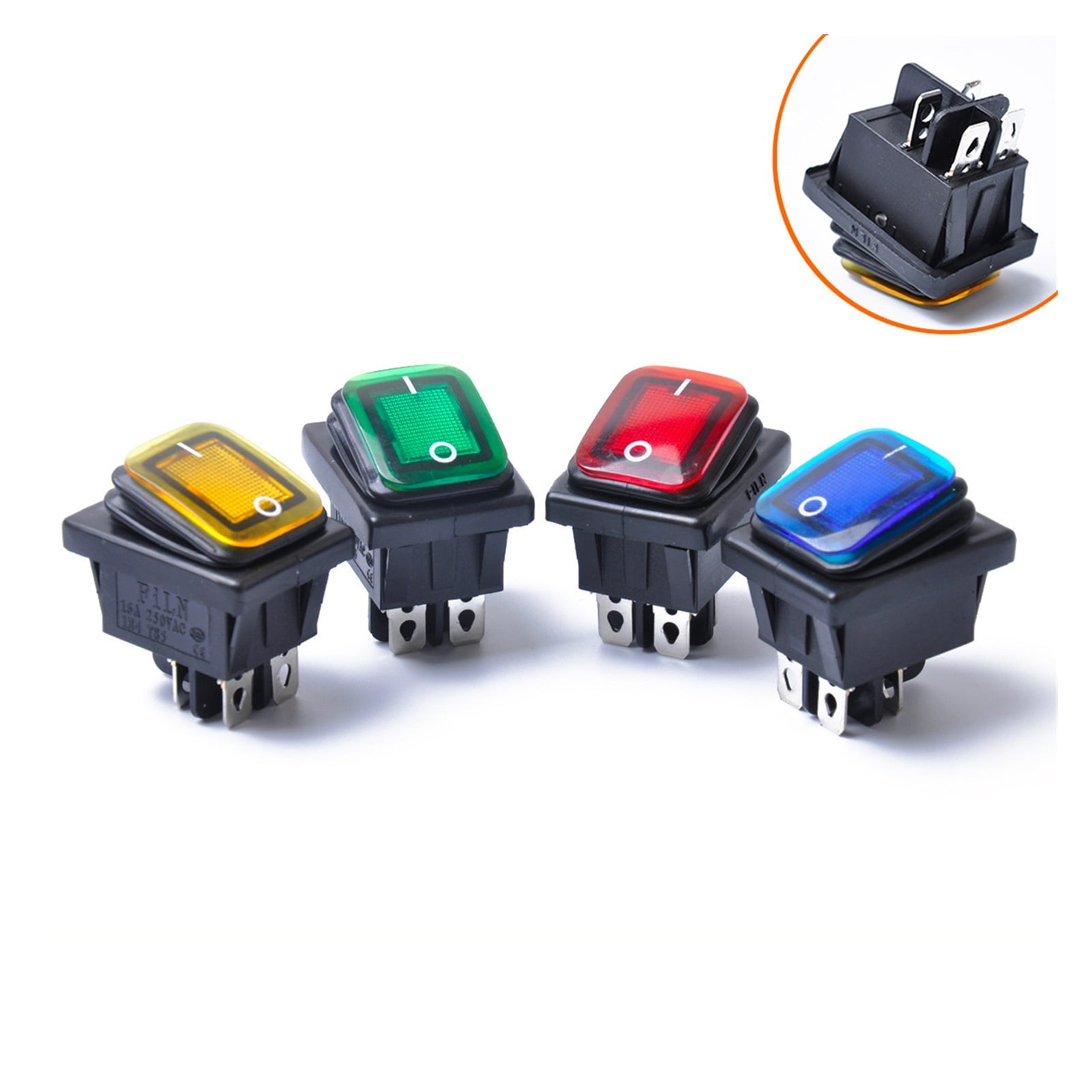 Car 12V Waterproof Rocker Switch Four-pin Two-speed Multicolor ...