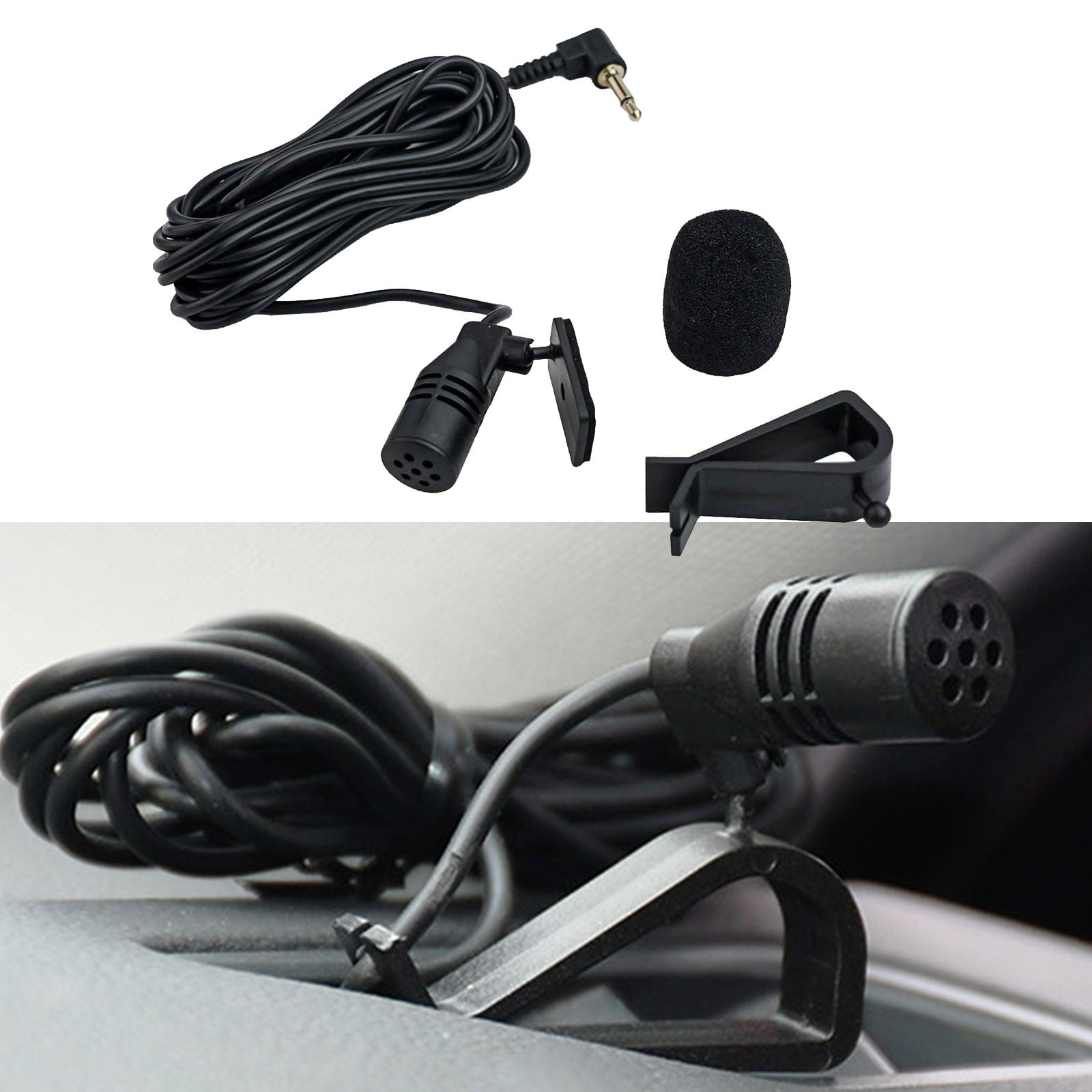 Car 2.5mm Snap-On Wired Car Microphone Audio External Mic Plug 3 Meters ...