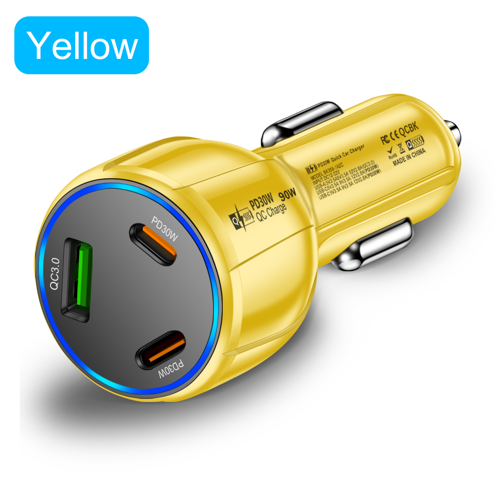 90W Fast Charger 3 Ports PD USB Car Charging Mobile Phone Type-C ...