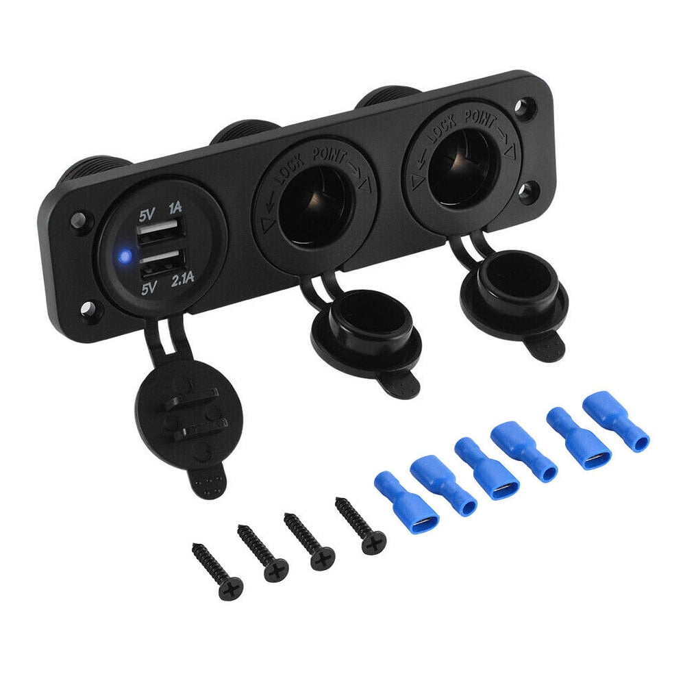 Car 3.1A DC 12V-24V Cigarette Lighter Socket Dual USB Charger Boat ...