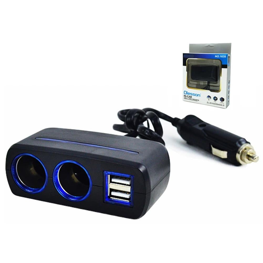 Car 3 Point Cigarette Lighter Socket Dual USB Charger Splitter Power ...