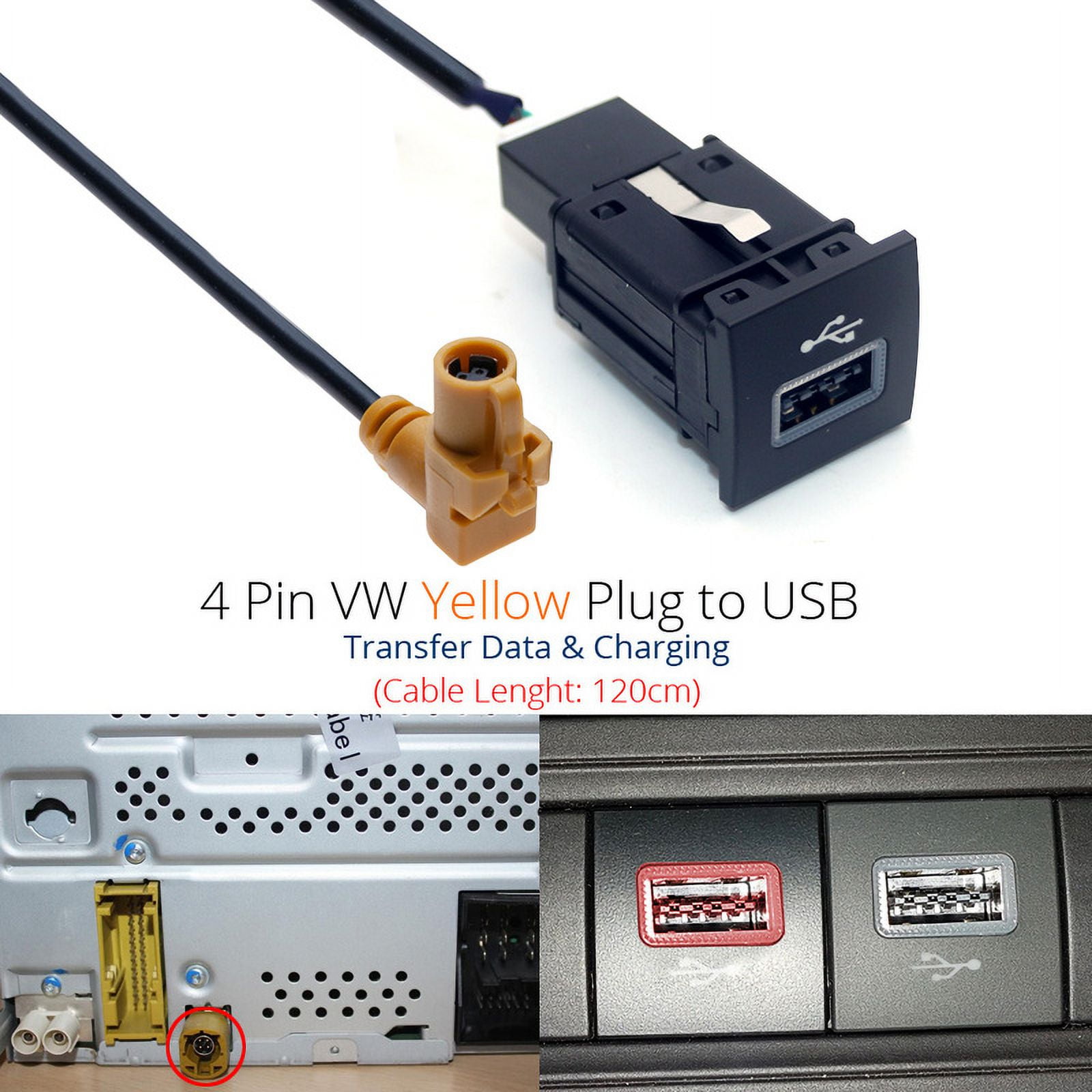 Car 4 6 Pin USB Cable Adapter For VW Golf 6 Jetta 5 MK5 Scirocco RCD510 ...