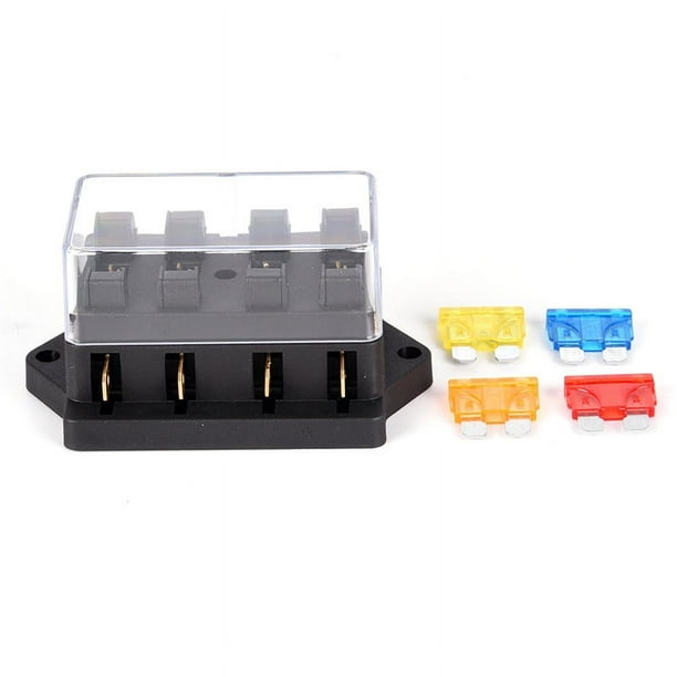 Car 4 Way Circuit Standard ATO Blade Fuse Box Block Holder 12V/24V+4 ...