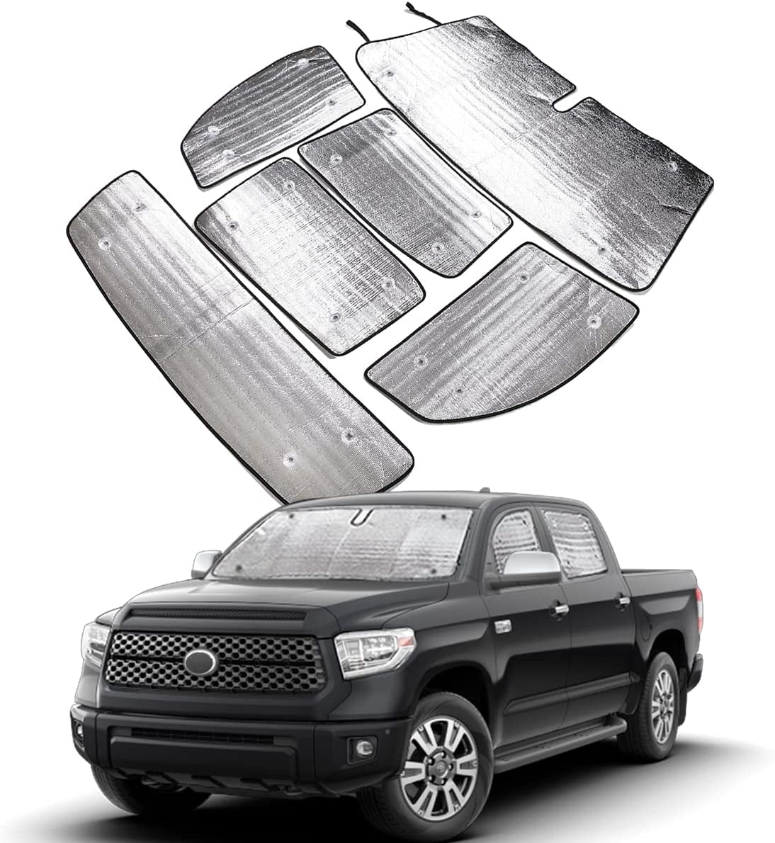 Car 6 Pieces Set Windshield Sun Shade |240T Reflective Fabric Blocks ...