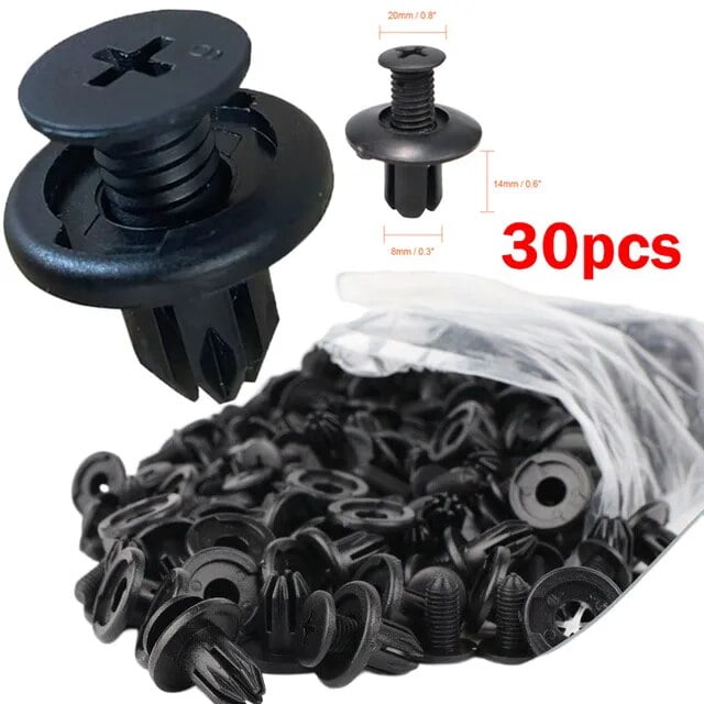 Car 8mm Hole Plastic Rivets Fastener Push Clip Black Auto Vehicle Door ...