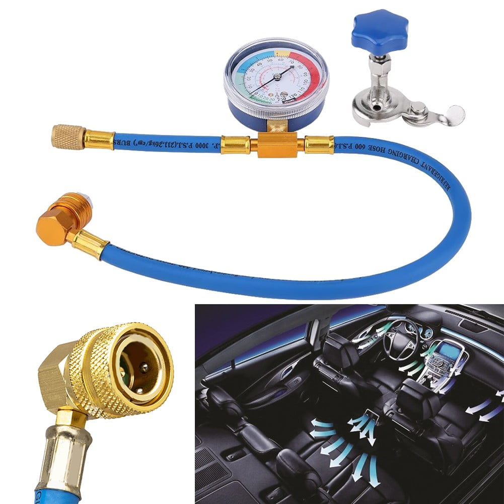 Car A/C R134A Charging Pipe Recharge Hose Kit With Gauge Adapter Air ...