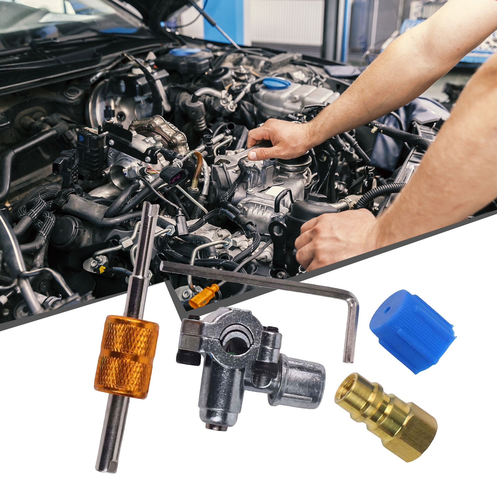 Car A/C Retrofit Valve Kit With Dust Cap For HVAC System For R12 To For ...