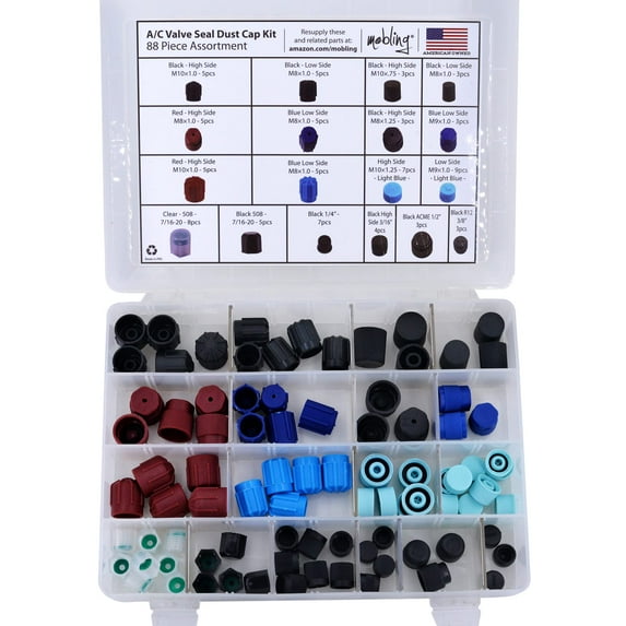 Car A/C Sealing Dust Cap Kit - 88 Piece | Air Valve Cover Set for R12 ...
