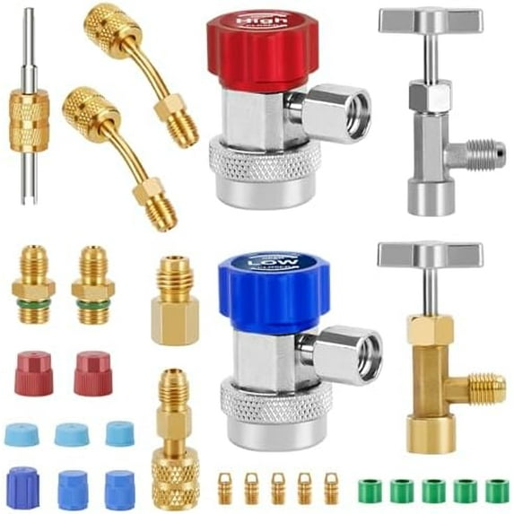 Car AC R134A Adapters Kit，Including R134A Quick Coupler, R134A Can Tap ...