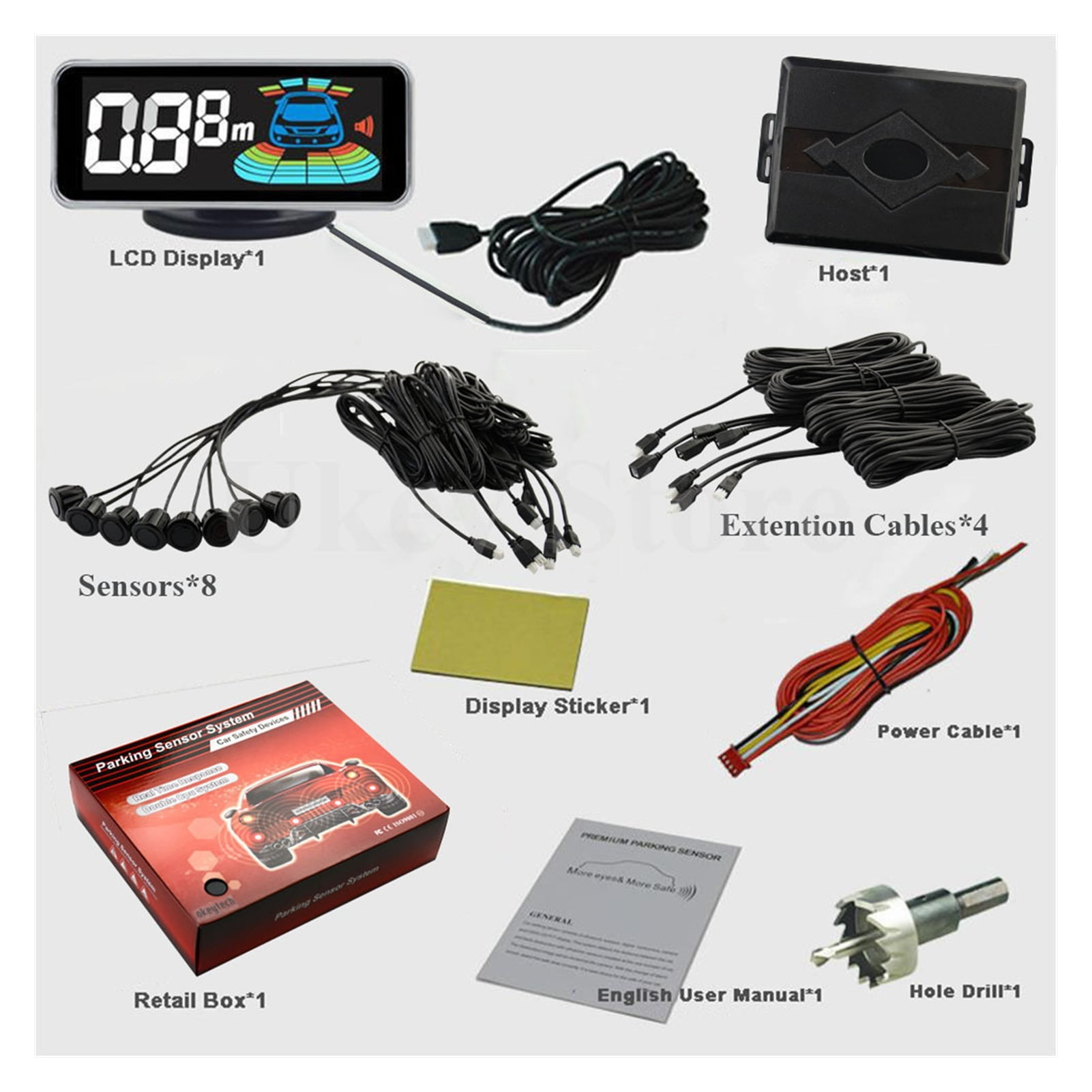 Car Accessories 8 Sensor Car Parking Sensor Reversing Radar Parking Car ...