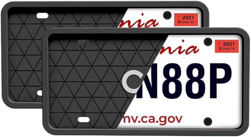 Car Accessories Black Silicone License Plate Frame - Protects from ...