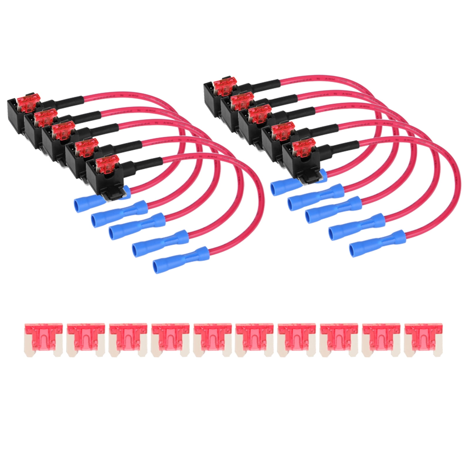 Car Add Circuit Fuse Tap Adapter 10A Micro Mini Blade Fuse Holder (Pack ...