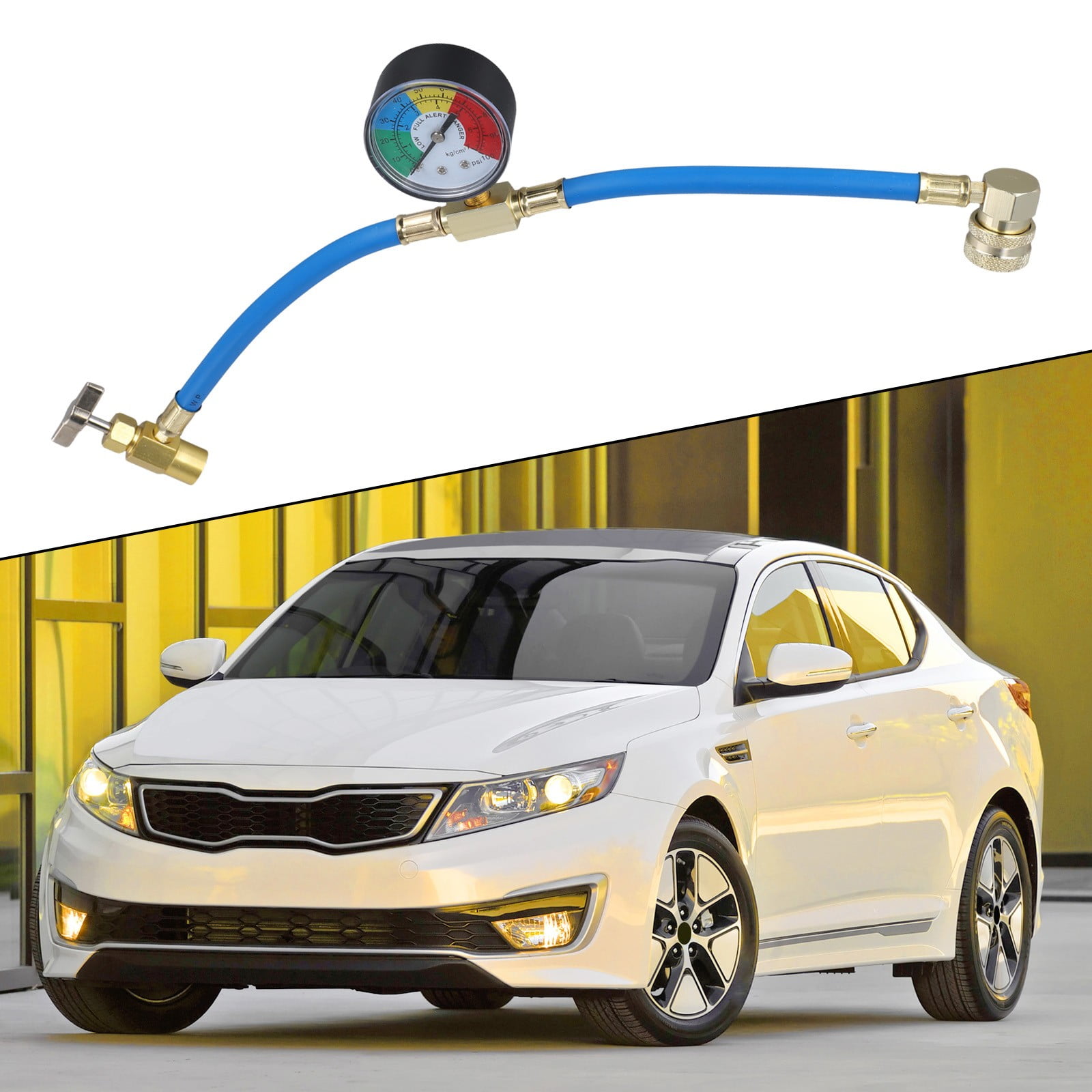 Car Air Conditioning Recharge Kit with Gas Gauge and Filling Hose for ...