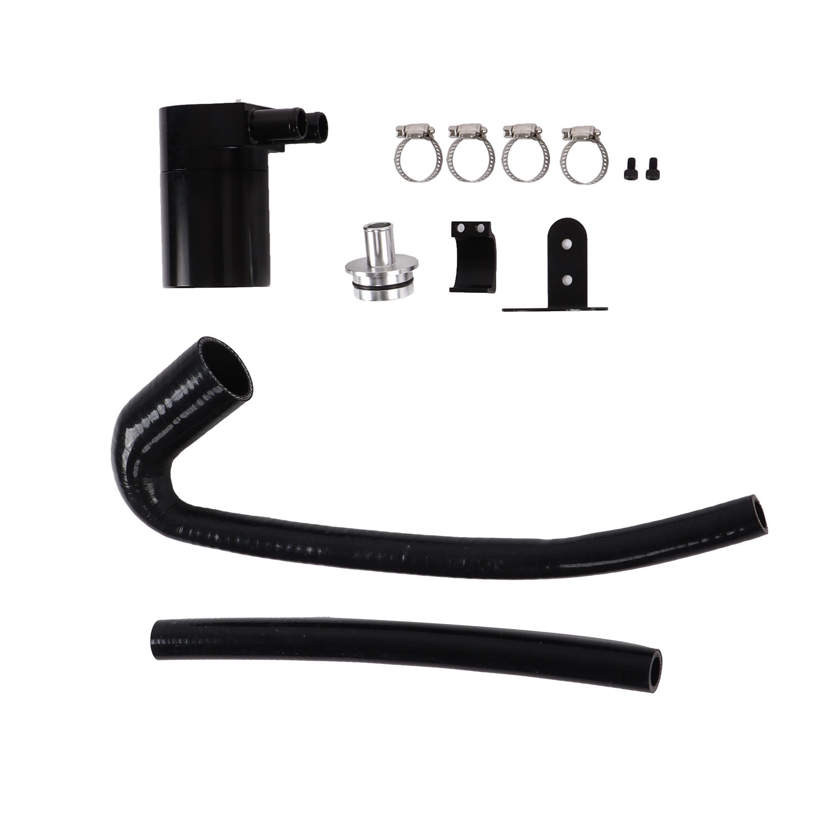 Car Air Oil Separator Catch Can Kit Billet Aluminum with 2 Rubber Pipes ...