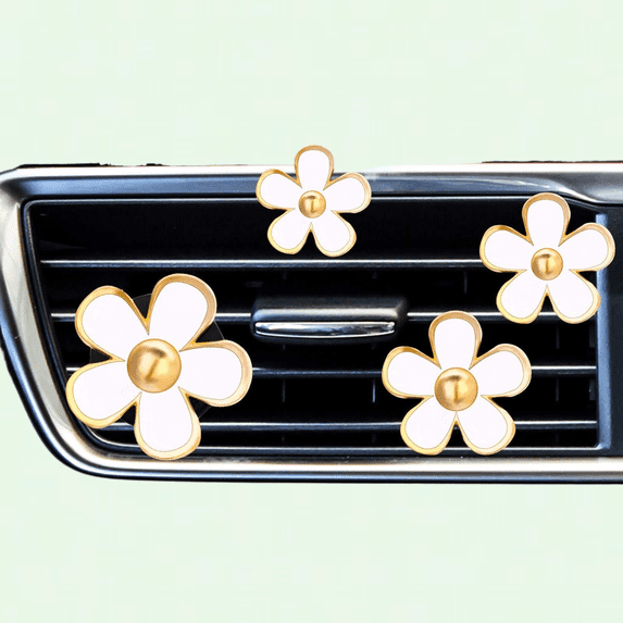 Car Air Vent Clips, White Daisy Flowers, Set of 8, Decorative Clip for ...