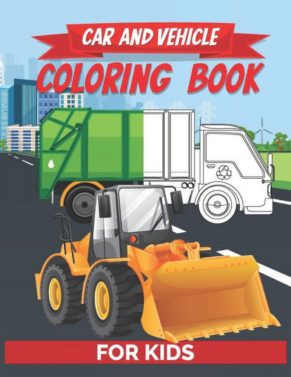 Car And Vehicle Coloring Book For Kids: Construction Vehicles & Trucks ...