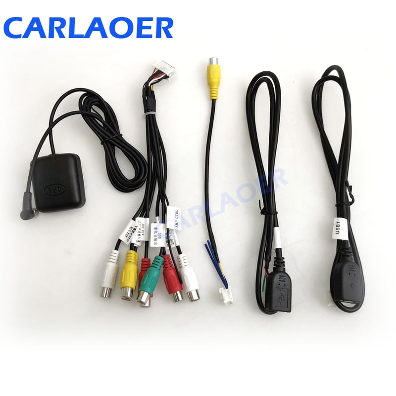 Car Android radio power cable GPS antenna RCA reversing rear view RCA 2 ...