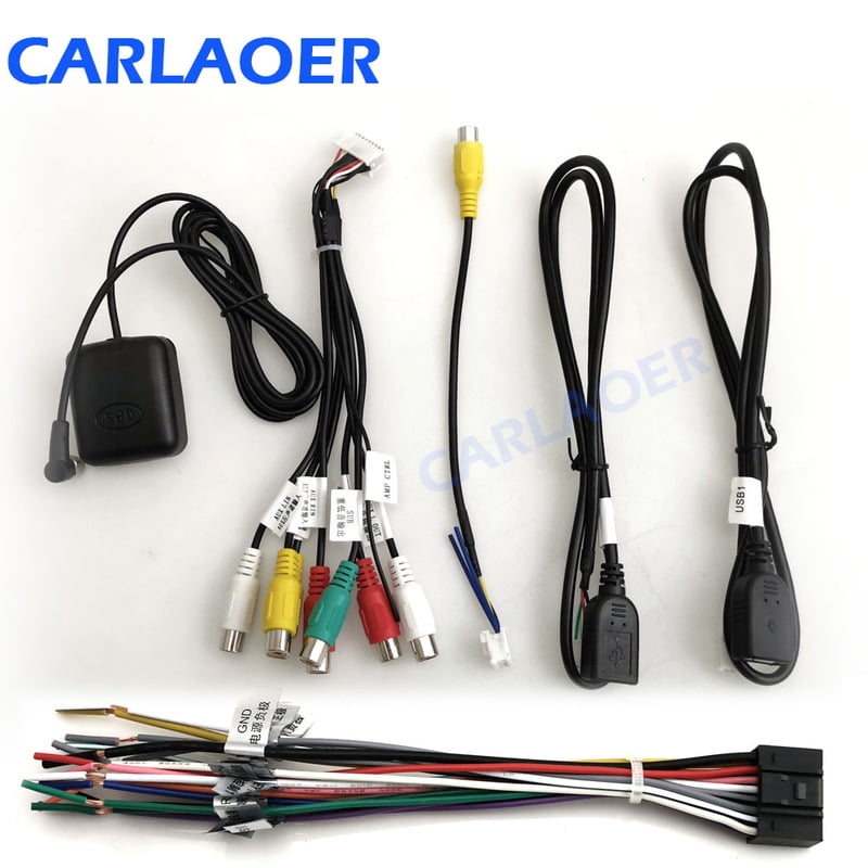 Car Android radio power cable GPS antenna RCA reversing rear view RCA 2 ...