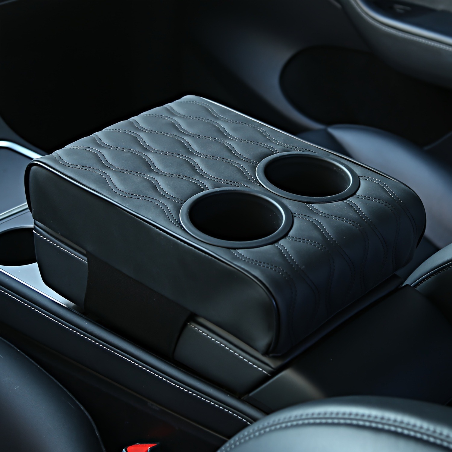 Car Armrest Box Pad With Memory Foam, Car Armrest Box Cushion With Cup ...