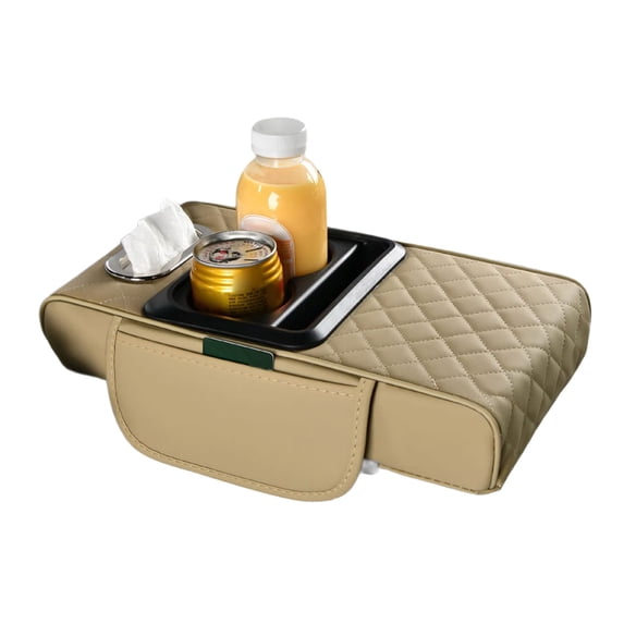 Car Armrest Box Thicken Height Pad Arm Rest Cushion with Pocket Tissue ...