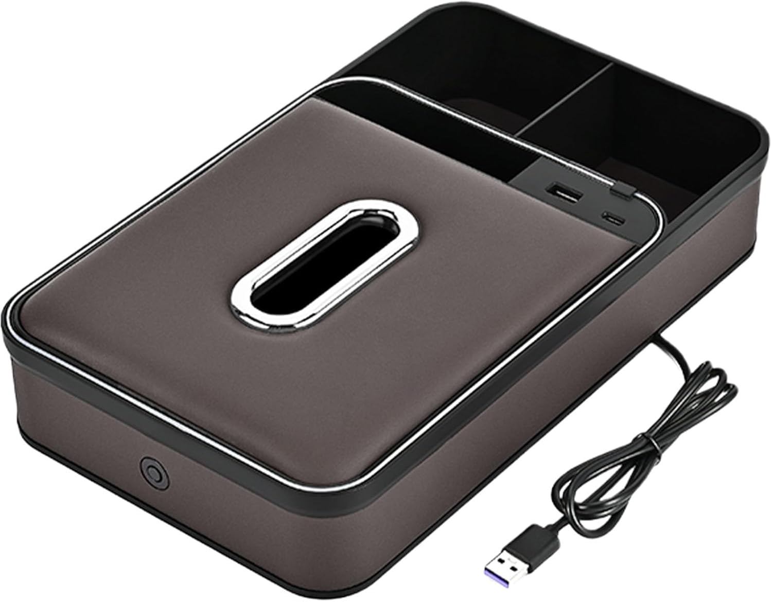 Car Armrest Storage Box with LED Ambient Light, Dual Interface Car ...