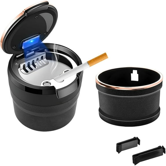 Car Ashtray with Lid, Detachable Auto Smokeless Ash Tray with LED Blue ...